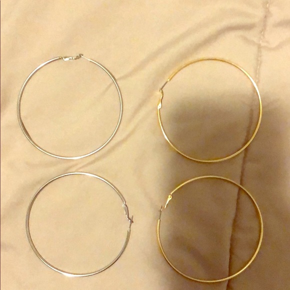 Express | Jewelry | Express Large Hoop Earrings In Silver And Gold ...